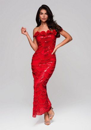 Ombre Abendkleid Elegantes Abendkleid mit floralen Details und Pailletten