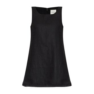 Poss&eacute; Alfie Leinenkleid - - Dresses - Damen - Schwarzk - S