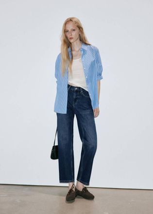 Mango Jean droit taille normale bleu fonc&eacute; - Femme - 36 - MANGO