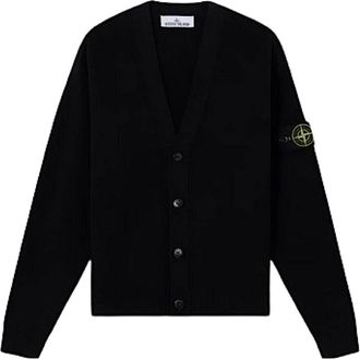 Stone Island Homme, Pulls, Noir, Taille: XL Cardigan Col V C&ocirc;tel&eacute;