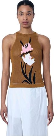 Marni Femme, Pulls, Brun, Taille: 38 FR Floral Intarsia Knit Top