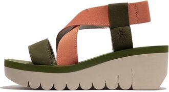 FLY London Fly London Damen YABI922FLY Sandal, Army Green/Tea Rose/Army Green, 38 EU