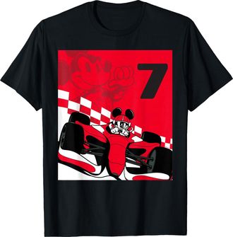 Disney Racing 7th Birthday 7 Years Old Mickey Mouse Race Car T-Shirt