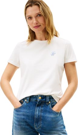 Tommy Hilfiger Damen Th Script Reg C-Nk Ss Tee Ww0Ww47809 S/S T-Shirt, White (Ecru), XL