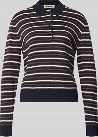 Review Poloshirt mit geripptem Saum