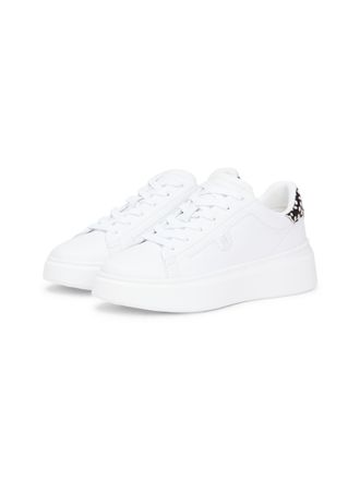 Tommy Hilfiger Plateausneaker TOMMY HILFIGER ANIMAL PRINT PLATFORM SNEAKER, Damen, Gr. 41, wei&szlig;, Leder, Schuhe Plateausneaker, Schn&uuml;rer, Halbschuh, Freizeitschuh, ge