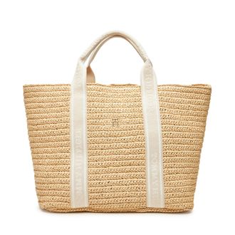 Tommy Hilfiger Handtasche Tommy Hilfiger Th Spring Logo Tote AW0AW17196 Beige