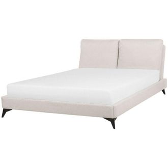 Beliani Polsterbett Beige 160 x 200 cm Chenillegewebe Leinenoptik Mit Lattenrost Elegant Modern