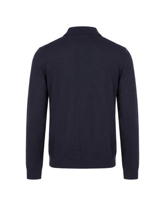 Emporio Armani Half-Zip Virgin Wool Polo Sweater - Navy