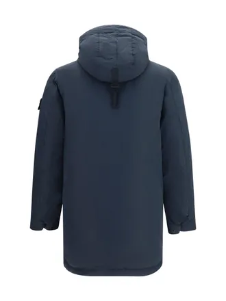 Stone Island Mens Long Down Jacket Navy Blue