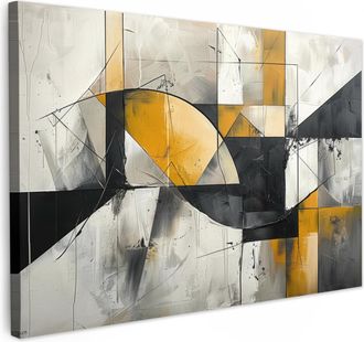 MuchoWow © Wandbilder Groß 120x80 cm XXL Wohnzimmer Wanddeko Schlafzimmer Zimmerdeko Wandgemälde Zimmer Deko auf Wand Dekoration Wall Art Kunst - Gold - Grau -