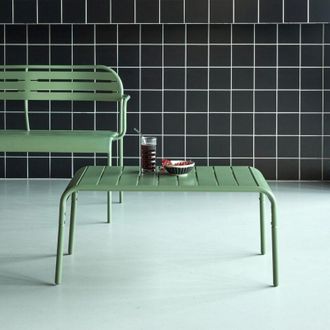 Sweeek Table basse de jardin rectangulaire acier 90cm vert - Am&eacute;lia