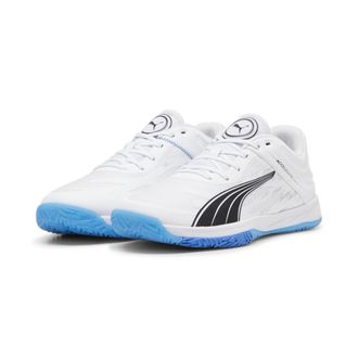 Puma Unisex Accelerate Turbo Indoor Court Shoe, White-Bluemazing, 40 EU