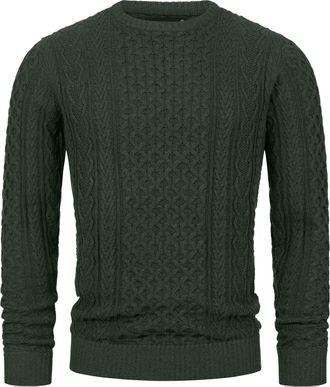 Indicode Herren INBellin Pullover mit Rundhals-Ausschnitt | Herrenpullover Pulli Strickpullover f&uuml;r M&auml;nner Army, XXL
