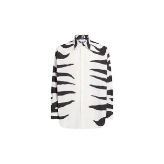 Moschino Homme, Chemises, Blanc, Taille: M Chemise en popeline de coton imprim&eacute;e