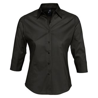SOLS Damen Effect Bluse / Arbeitsbluse, 3/4-&Auml;rmel (Schwarz)