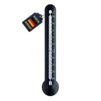 TFA Dostmann Analoges Au&szlig;en-Thermometer, 12.3048, zum Messen der Innen-oder Au&szlig;entemperatur, in Deutschland hergestellt, wetterfest, schwarz, L74 x B16 x H330 mm
