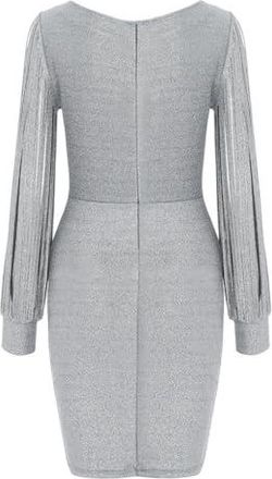 Generic Mini robe à paillettes dorées pour femme, robe courte décontractée à col en V, robe de bal tendance, robe moulante étincelante pour fête rave