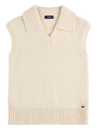 Fay Gestrickte Weste mit Polokragen - Nude