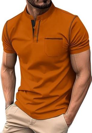 Generic Polo pour homme : t-shirt à manches courtes et col montant décontracté boutonné coupe ajustée pull de travail t-shirt dété anti-humidité athlétique po