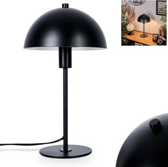 HOFSTEIN Tischleuchte Sandvig, moderne Nachttischlampe aus Metall in Schwarz, runde Tischlampe im Retro-/Vintage Design, 1-flammig, Ø 20 cm, Höhe 36 cm, mit An