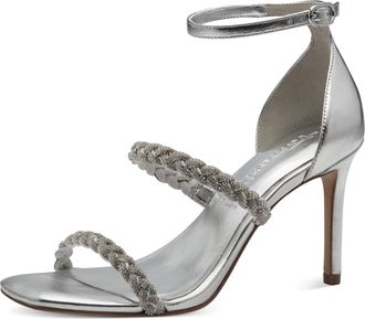 Tamaris Damen Sandalen mit Absatz Vegan Stilettoabsatz Sommer; SILVER/metallic; 41