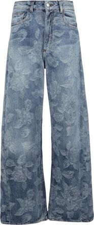 Giuseppe Di Morabito Femme, Jeans, Bleu, Taille: W28 Jacquard Wide-Leg Jeans