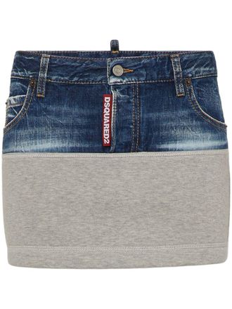 Dsquared2 minijupe &agrave; tissu contrastant - Gris