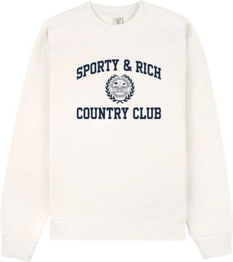 Sporty & Rich Femme, Sweatshirts et sweats &agrave; capuche, Beige, Taille: 38 FR Varsity Crest Crewneck