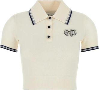 Self Portrait Femme, Tops, Beige, Taille: 40 FR Polo en laine cr&egrave;me