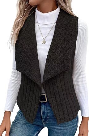 Onsoyours Weste Damen Flauschig Fleeceweste Frauen &Auml;rmellose Pl&uuml;sch Mantel Winter Warm Teddywesten Ohne Kapuze Weste Gef&uuml;ttert Fellweste Teddy Fleece Cardigan J
