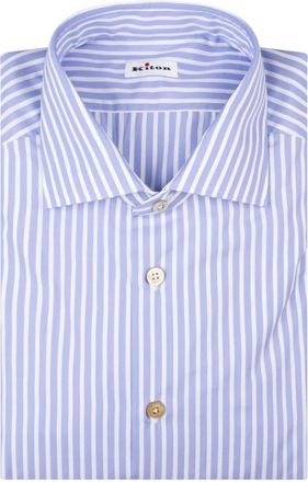 Kiton Homme, Chemises, Bleu, Taille: 4XL Chemise en coton ray&eacute;
