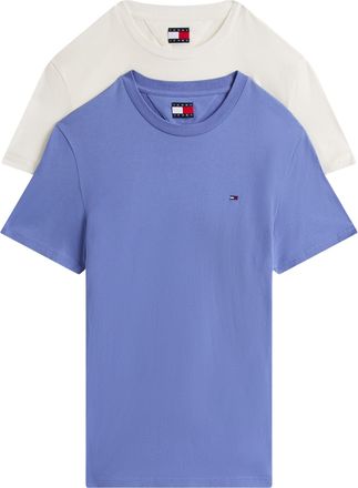 Tommy Jeans Herren 2er Pack T-Shirts Kurzarm Xslim Jersey aus Baumwolle, Mehrfarbig (Ancient White/Soft Sapphire), XXL