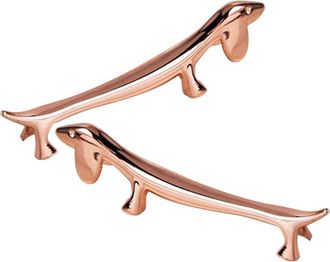 Aboofan Essst&auml;bchenhalter Hundeform aus Metall Ros&eacute;gold 2 St&uuml;ck L&ouml;ffel und Gabelablage f&uuml;r Tisch K&uuml;che Dekorative Essst&auml;bchenablage f&uuml;r Zuhause und Restaurant