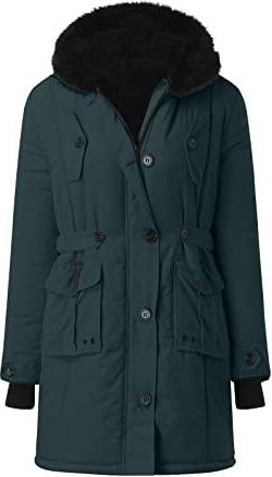 Generic Manteau dhiver quotidien pour femme - Veste &agrave; manches longues - Veste &eacute;paisse &agrave; capuche chaude - Rembourr&eacute;e - Grandes vestes, bleu marine, 3XL