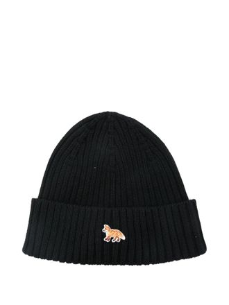 Maison Kitsuné logo-patch beanie - Noir