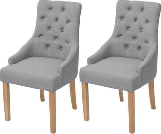 vidaXL Esszimmerst&uuml;hle 2 Stk. Hellgrau Stoff - Vidaxl