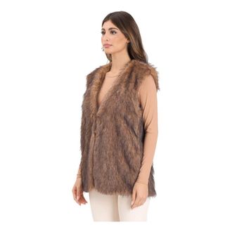 Only &Auml;rmellose Kunstfellweste - - Jackets - Damen - Braun - XL