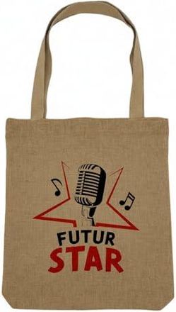 Fabulous Sac Shopping Tote Bag Aspect Lin - Futur Star Chanteur C&eacute;l&eacute;brit&eacute; R&ecirc;ve - Sac de Courses Toile Epaisse 360g Beige Naturel Cabas Port&eacute; Epaule Solide Impr