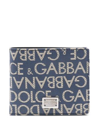 Dolce & Gabbana portefeuille &agrave; logo en jacquard - Bleu