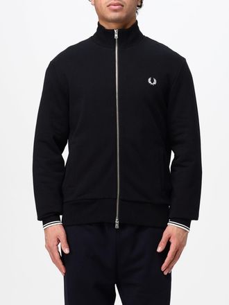 Fred Perry Baumwoll-Sweatshirtjacke mit Stehkragen, Rei&szlig;verschluss und gesticktem Logo