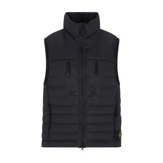 Stone Island Homme, Vestes, Bleu, Taille: XL Loom Woven Chambers Nylon Down Vest