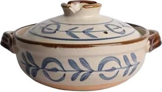 Generic Casserole en c&eacute;ramique r&eacute;sistante &agrave; la chaleur - Argile &agrave; rago&ucirc;t de style japonais r&eacute;tro(2.2L)
