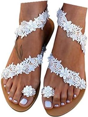 Generic Sandales 2026 avec strass pour femme, sandales de plage &agrave; lani&egrave;res scintillantes et &agrave; pince, chaussures de mariage pour mari&eacute;e, chaussures plates conf