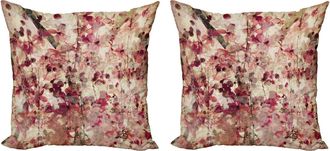 Abakuhaus Retro Dekokissen Kissenbezug 2er Pack, Kirschblüten Blumen, Modern Accent Doppelseitiger Digitaldruck, 50x50, Beige Rosa