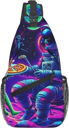 Generic Sac &agrave; bandouli&egrave;re pour homme Motif astronautes et alien Pizza