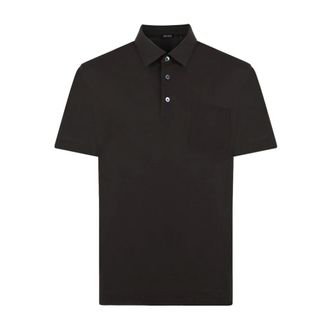 Ermenegildo Zegna Homme, Tops, Brun, Taille: XL Polo Marron avec Poche Avant