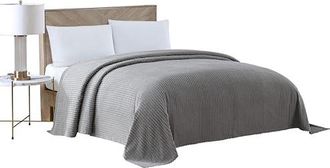 Beatrice Home Fashions Bettüberwurf aus Chenille mit Rillenmuster, Queen-Size-Größe, Grau