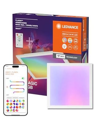 Ledvance SMART + WIFI PLANON MAGIC LED Panelleuchte, wei&szlig;, 24W, 2400lm, Wei&szlig;lichtfunktion, dimmbar, dynamischer Magic-RGB Lichteffekt, lange Lebensdauer, App-s