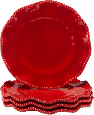 Certified International Perlette Salat-/Dessertteller, Melamin, 22,9 cm, Rot, 4 St&uuml;ck